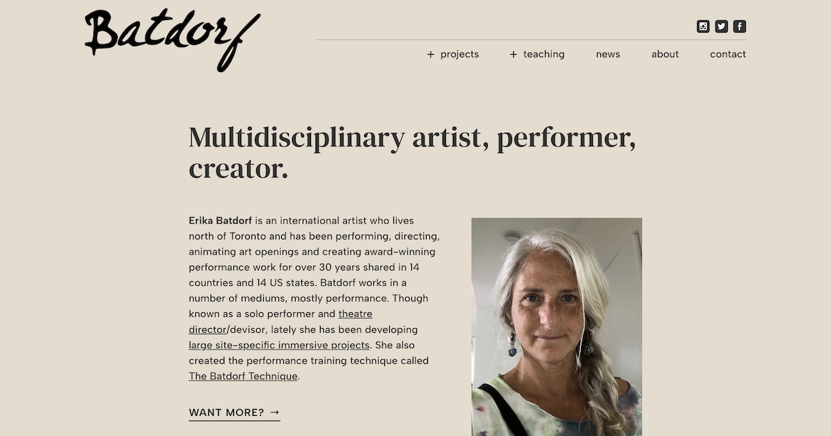 Multidisciplinary artist, performer, creator. | Erika Batdorf